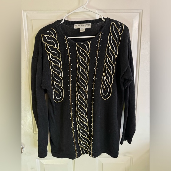 Victoria Jones Woman | Sweaters | Vintage Victoria Jones Petites Black ...